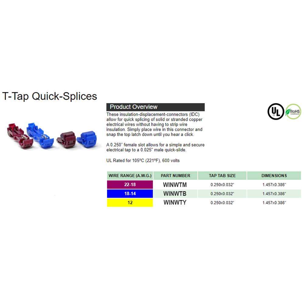 Yellow 12 Wire Gauge insulation-displacement-connectors (IDC)