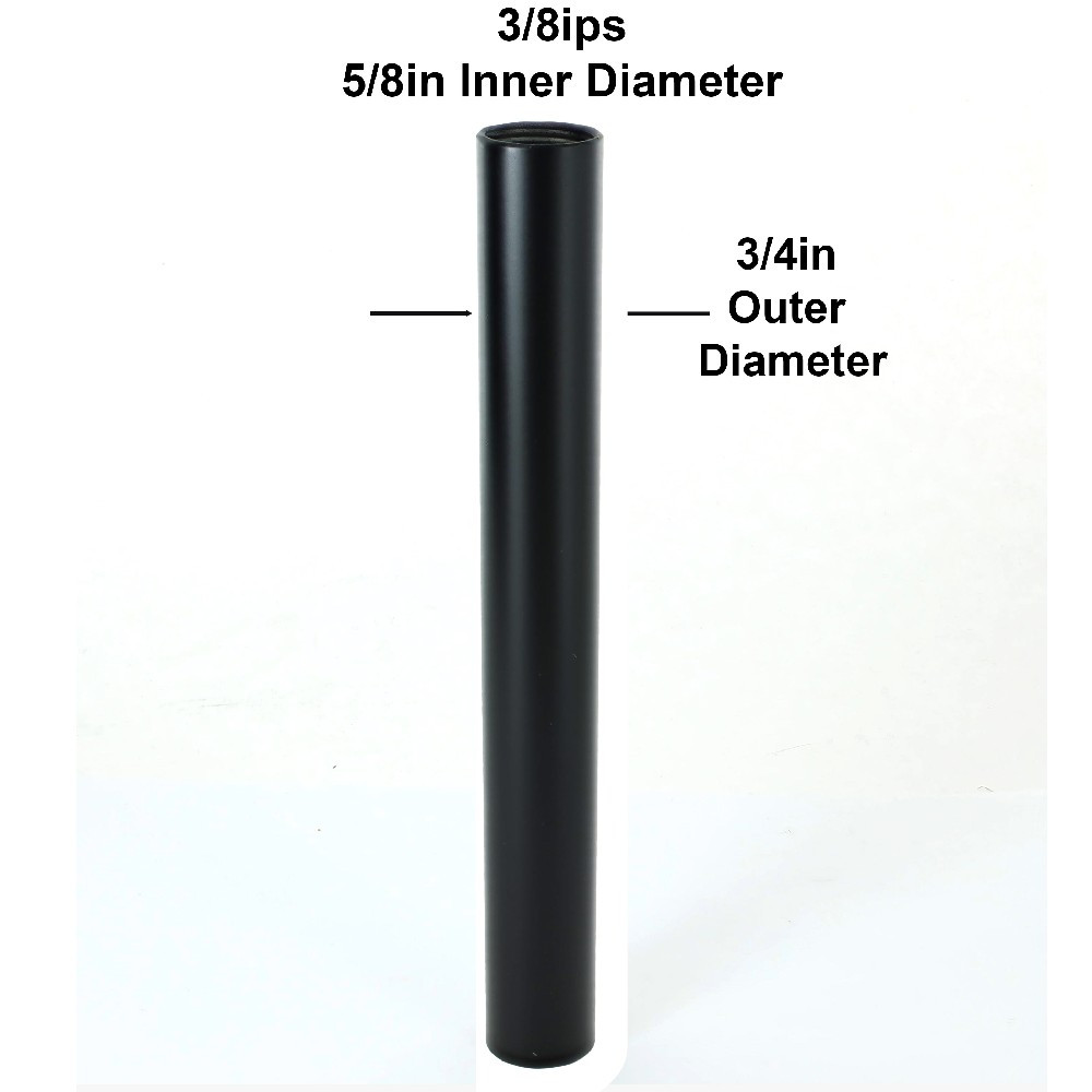 Choose Your Length Steel Pipe With 3/8IPS Female Threads - Black Finish
