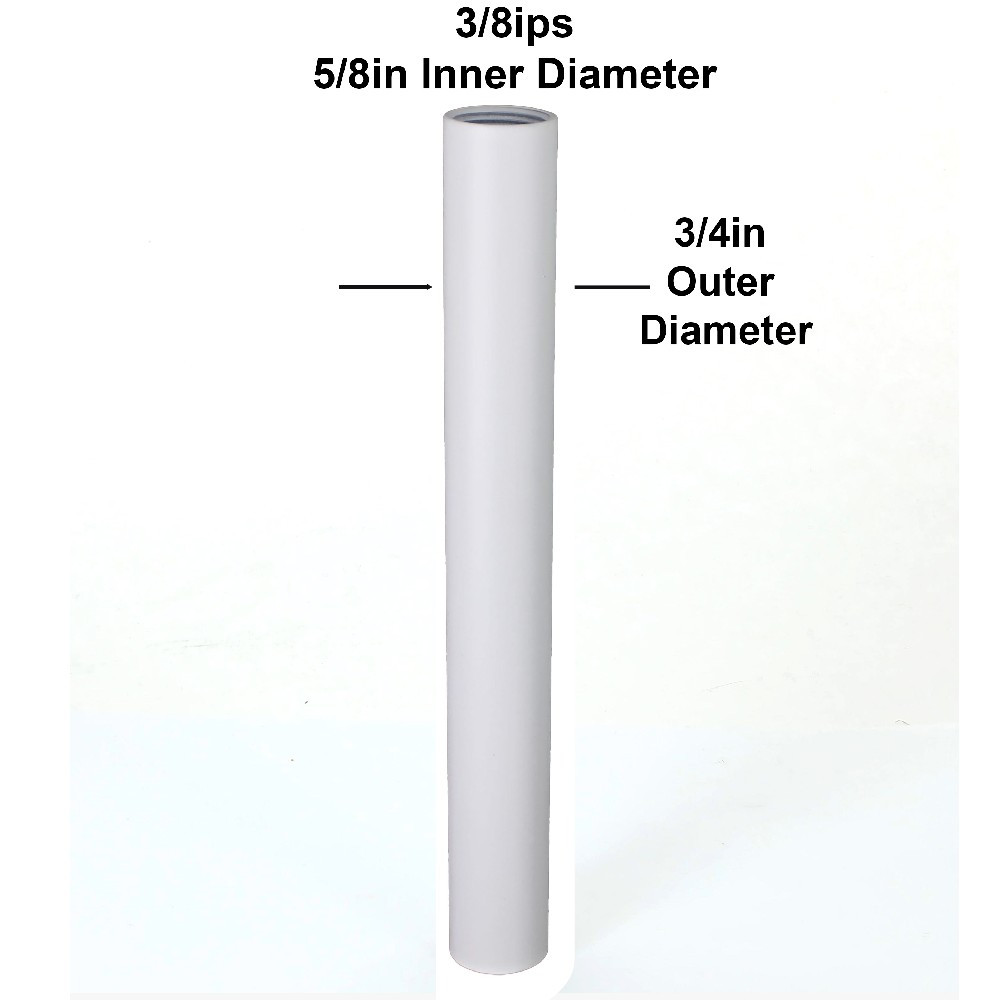 Choose Your Length Steel Pipe With 3/8IPS Female Threads - White Finish