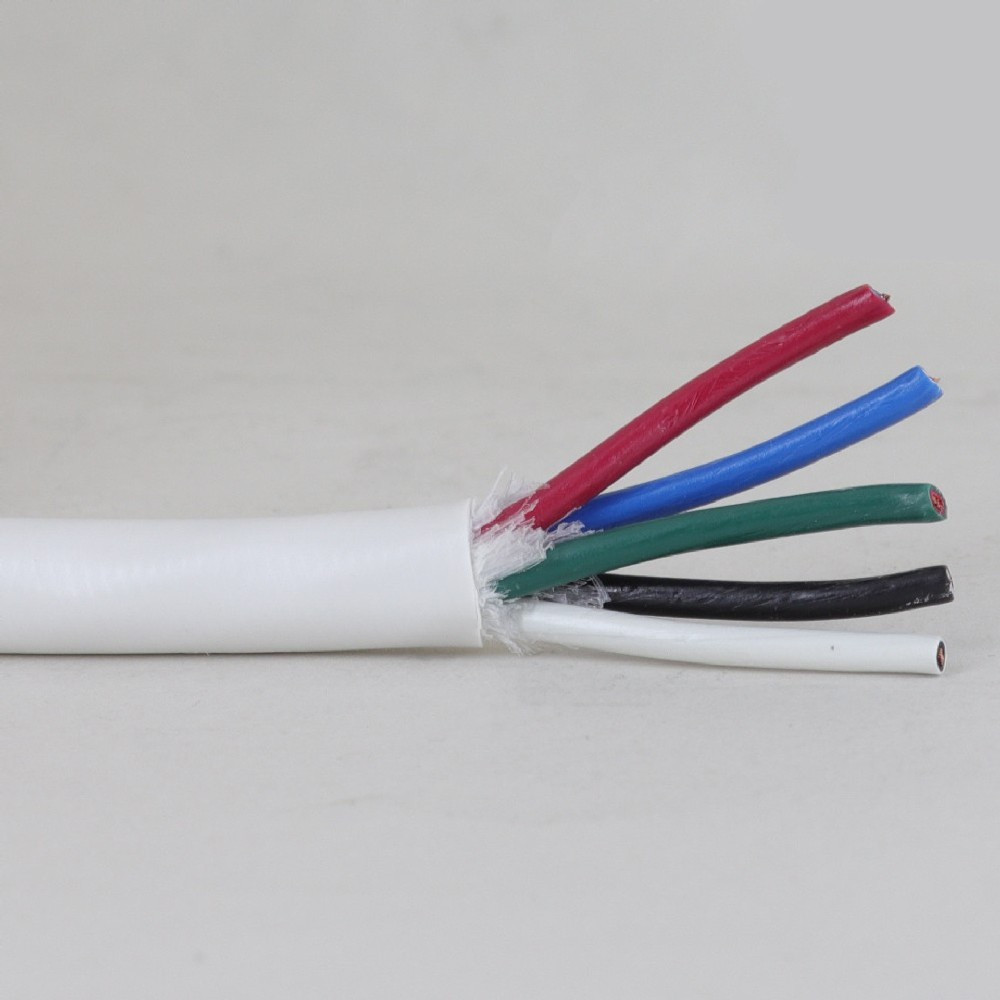 18/5 - Gold Cloth Covered 5 Conductor SJT-B Lamp and Lighting Wire.