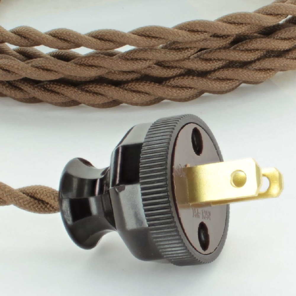 12ft. Metallic Leather Twisted Two Conductor Wire Cordset with Antique ...