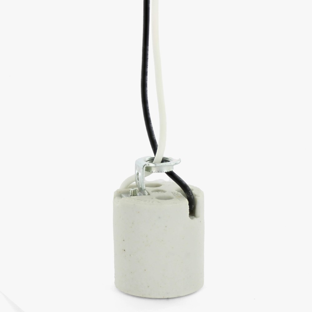 E-26 Porcelain Keyless Lamp Socket with 1/8ips. Hickey and 48in. Leads