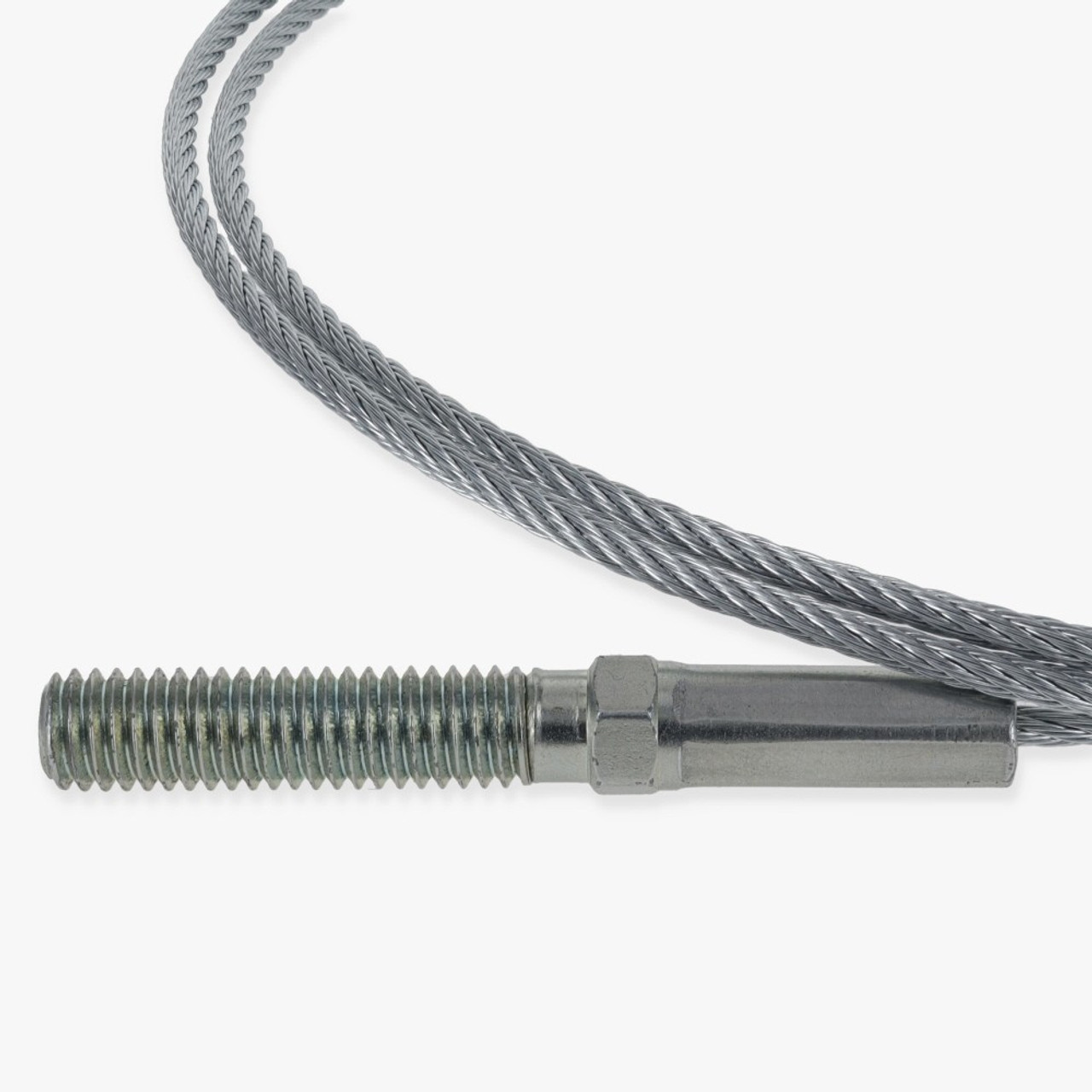 5ft Long - 1/8in Diameter Steel Cable with Crimped Threaded Stud