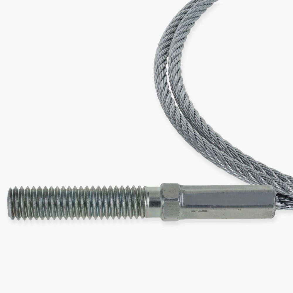 5ft Long - 3/16in Diameter Steel Cable with Crimped Threaded Stud