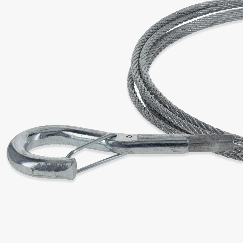 15ft Long - 1/8in Diameter Steel Cable with Crimped Swivel Eyelet
