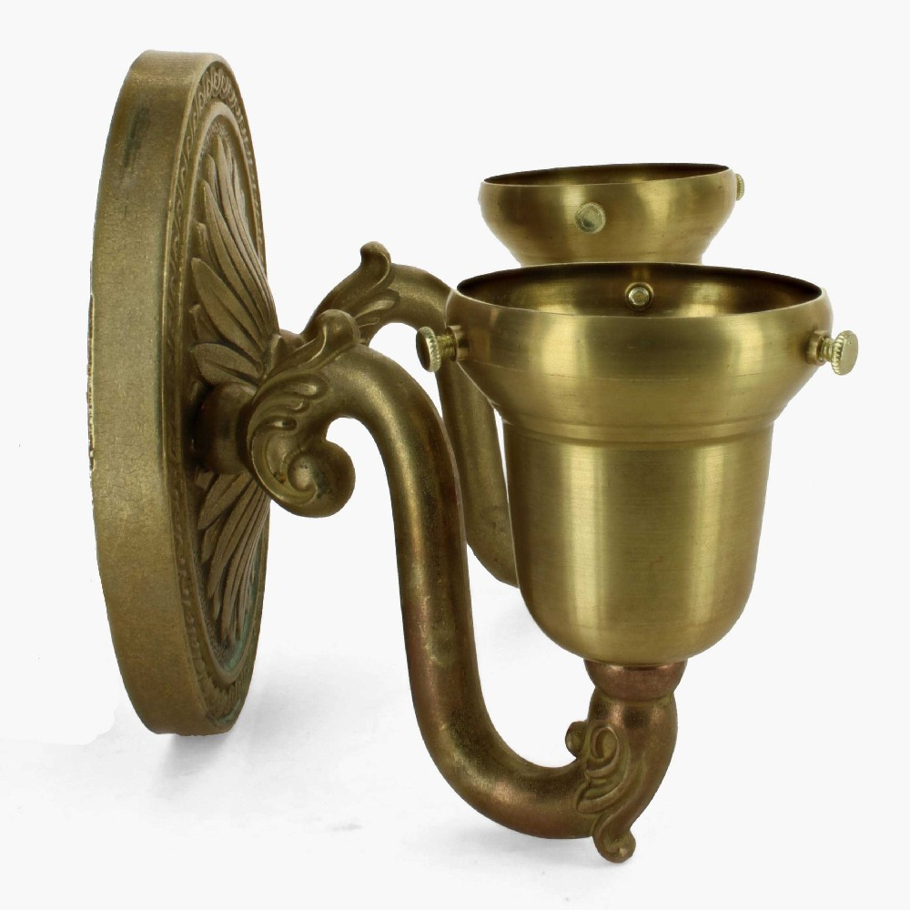 Two Arm Solid Cast Brass Wall Sconce - Unfinished Brass