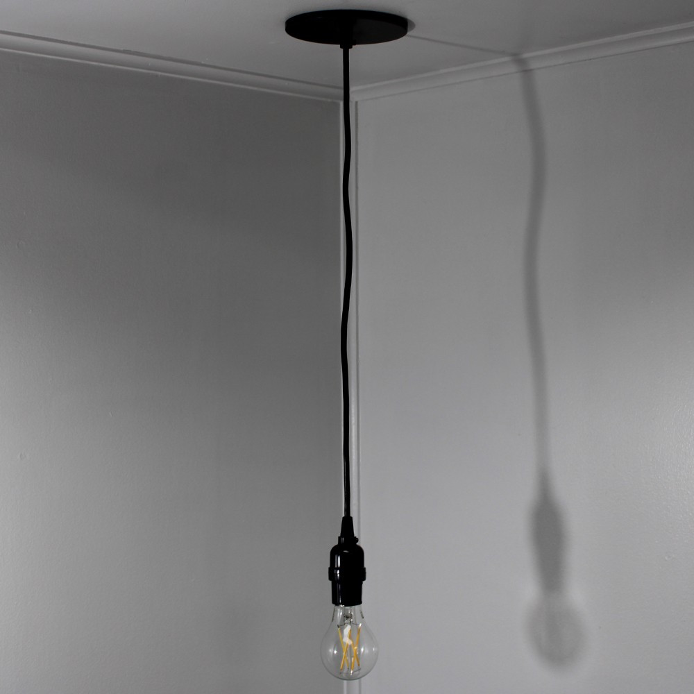 E-26 Keyless Phenolic Smooth Shell Socket Pendant Fixture With 8ft 18/2 ...