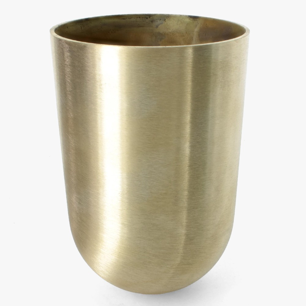 4-7/16in Tall Rounded Cast Brass Cylinder Cup with 1/8ips Threaded Hole ...