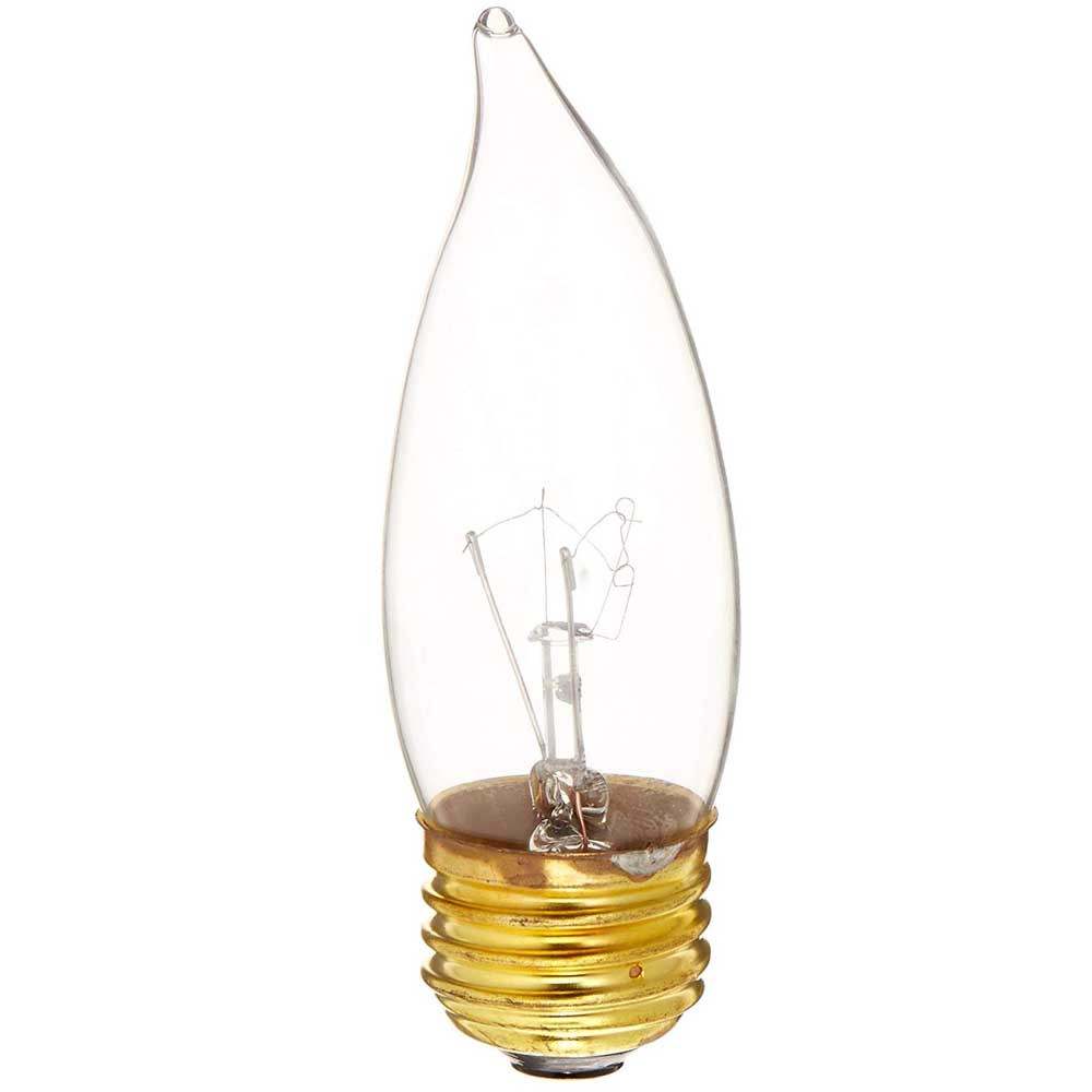 40W Clear E-26 Base Flame Tip Bulb