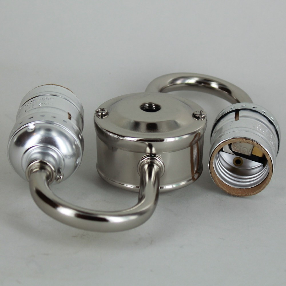 2 Light 1/8ips Threaded E26 Keyless Cluster with 14in. Leads - Nickel ...