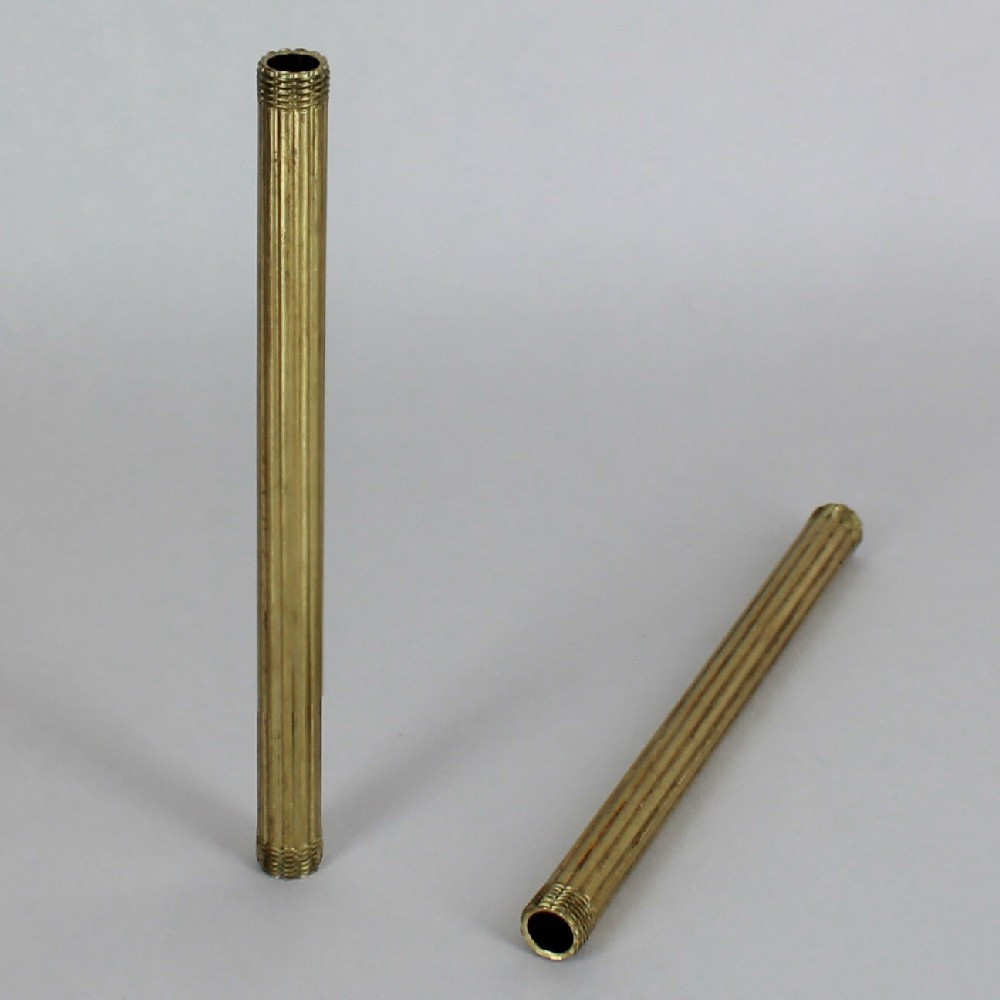 12in Long X 1/8ips (3/8in OD) Male Threaded Brass Reeded Pipe