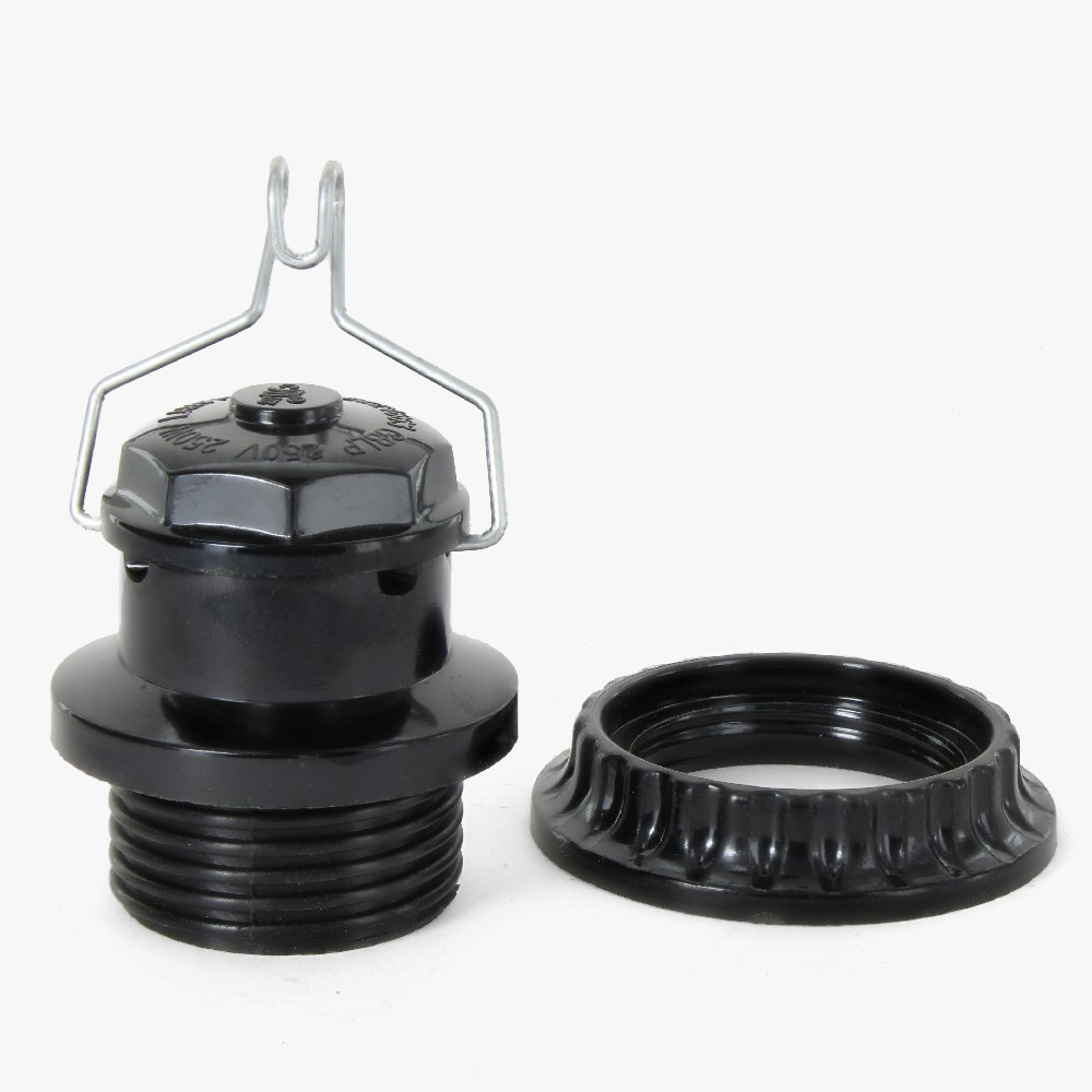 Black PhenolicE-26 Carnival Sign Socket with Shoulder and Ring