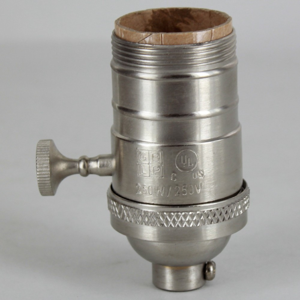 Satin Nickel Finish Cast Brass Uno Thread Turn Knob 3-Way Socket with 1 ...