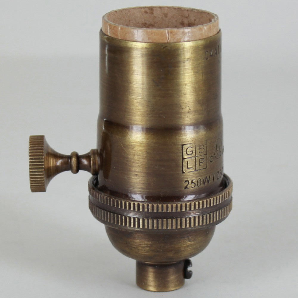 Antique Brass Finish E-26 Single Turn Rotary Knob Socket with 1/8ips ...