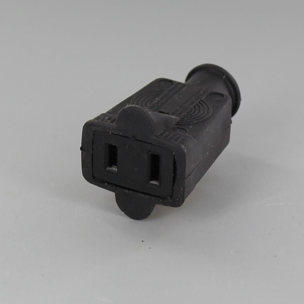 Black - Rubber Polarized Outlet with Screw Terminal Wire Connection
