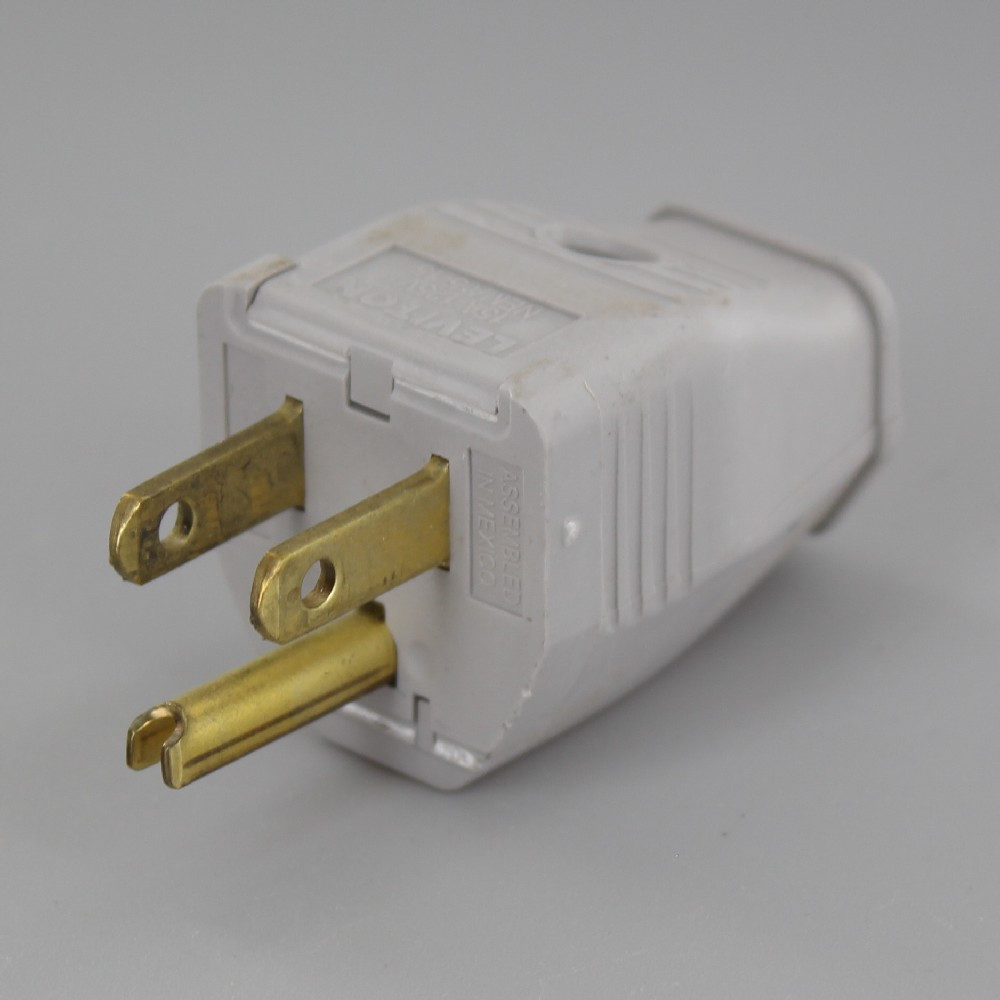 Gray - 2 Pole 3-Wire Grounding Screw Terminal Connection Plug