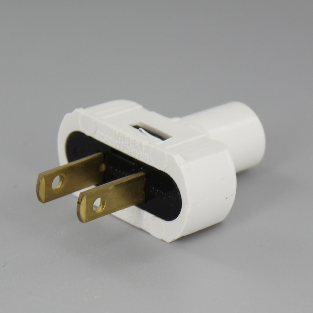White - Nylon Non grounding Lamp Plug with Screw Terminals
