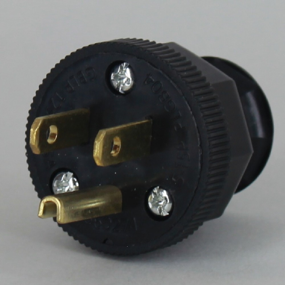 Black - Antique Style Decorative Grounded Plug with Screw Terminal Wire ...