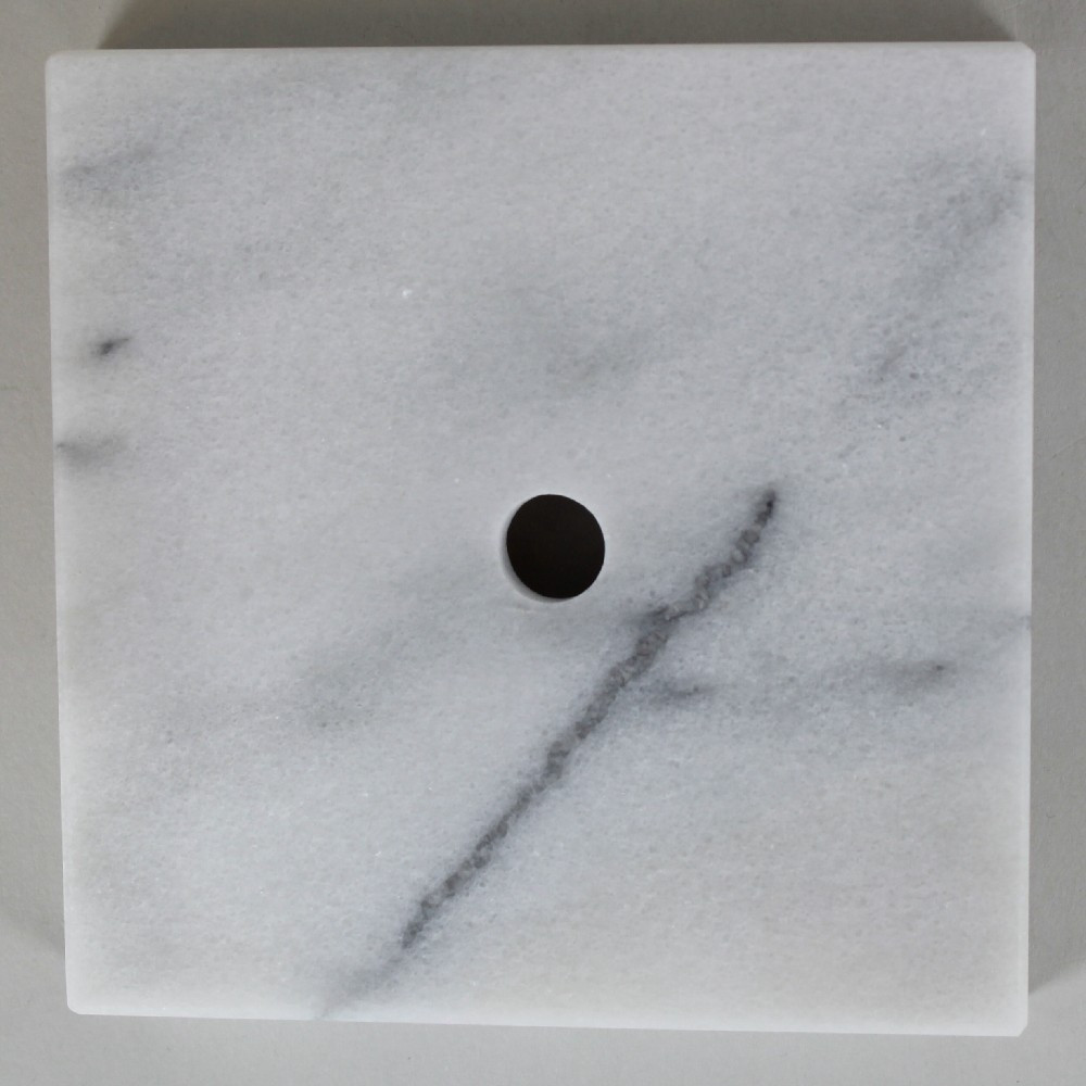 4in Diameter Square White Marble Lamp Base