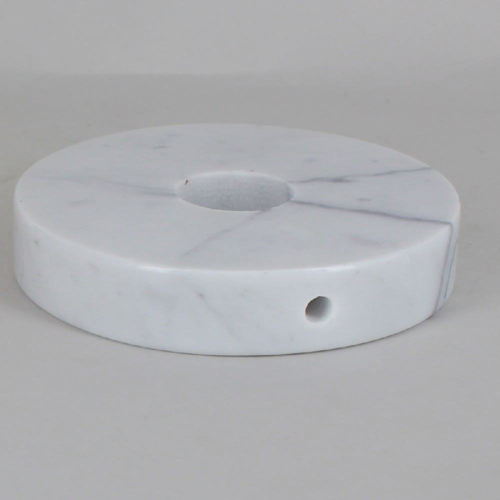 5in Diameter Round White Marble Lamp Base