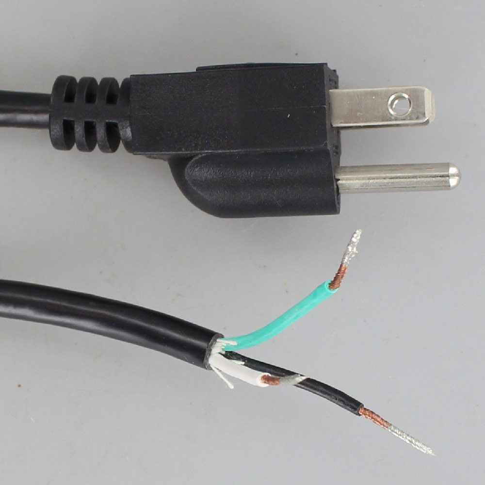 10ft. Black 18/3 SVT 3-Prong Grounded Cordset Stripped and Slit with ...