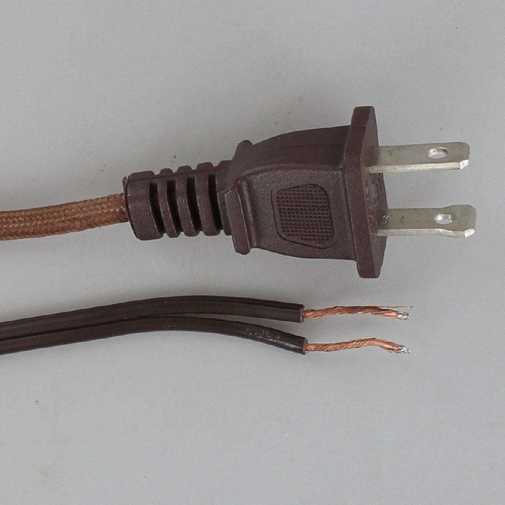 10ft. Brown Rayon Braided 18/2 SPT-1 Cordset with Molded Polarized Plug ...