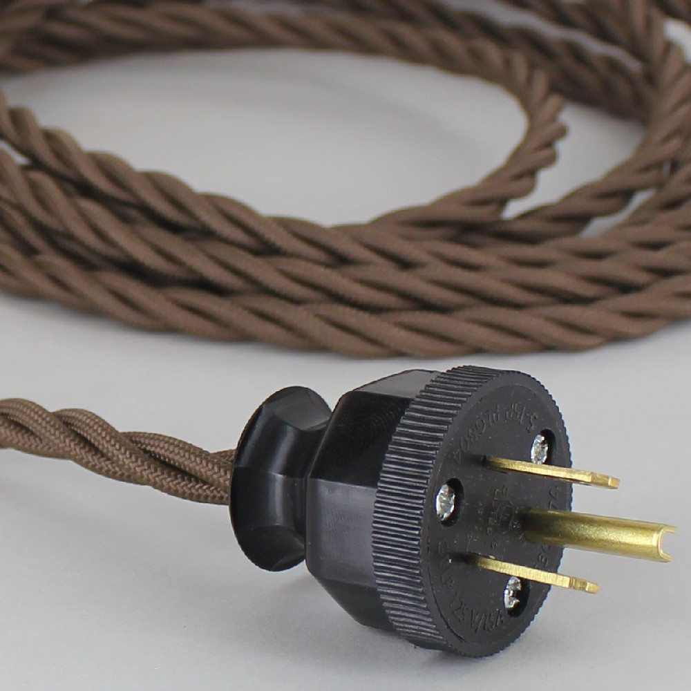 10ft Long Brown Twisted 18/3 SPT-2 Type UL Listed Twisted Powercord ...