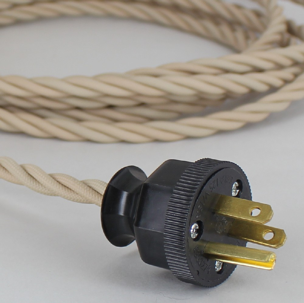 10ft Long Beige Twisted 18/3 SPT-2 Type UL Listed Twisted Powercord ...