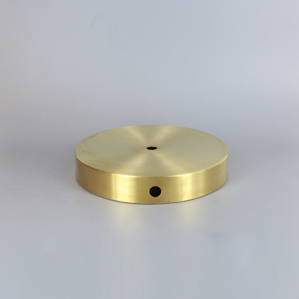 6in Diameter Flat Base with Wire Way - Unfinished Brass