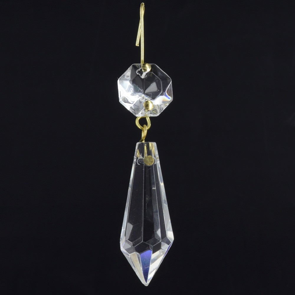 38mm (1-1/2in.) Crystal Plug Drop with Jewel and Brass Clip