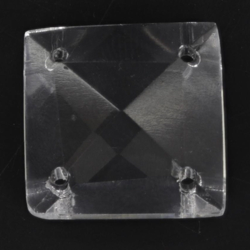 22mm (7/8in) Square Diamond Cut Crystal with 4 Pin Holes