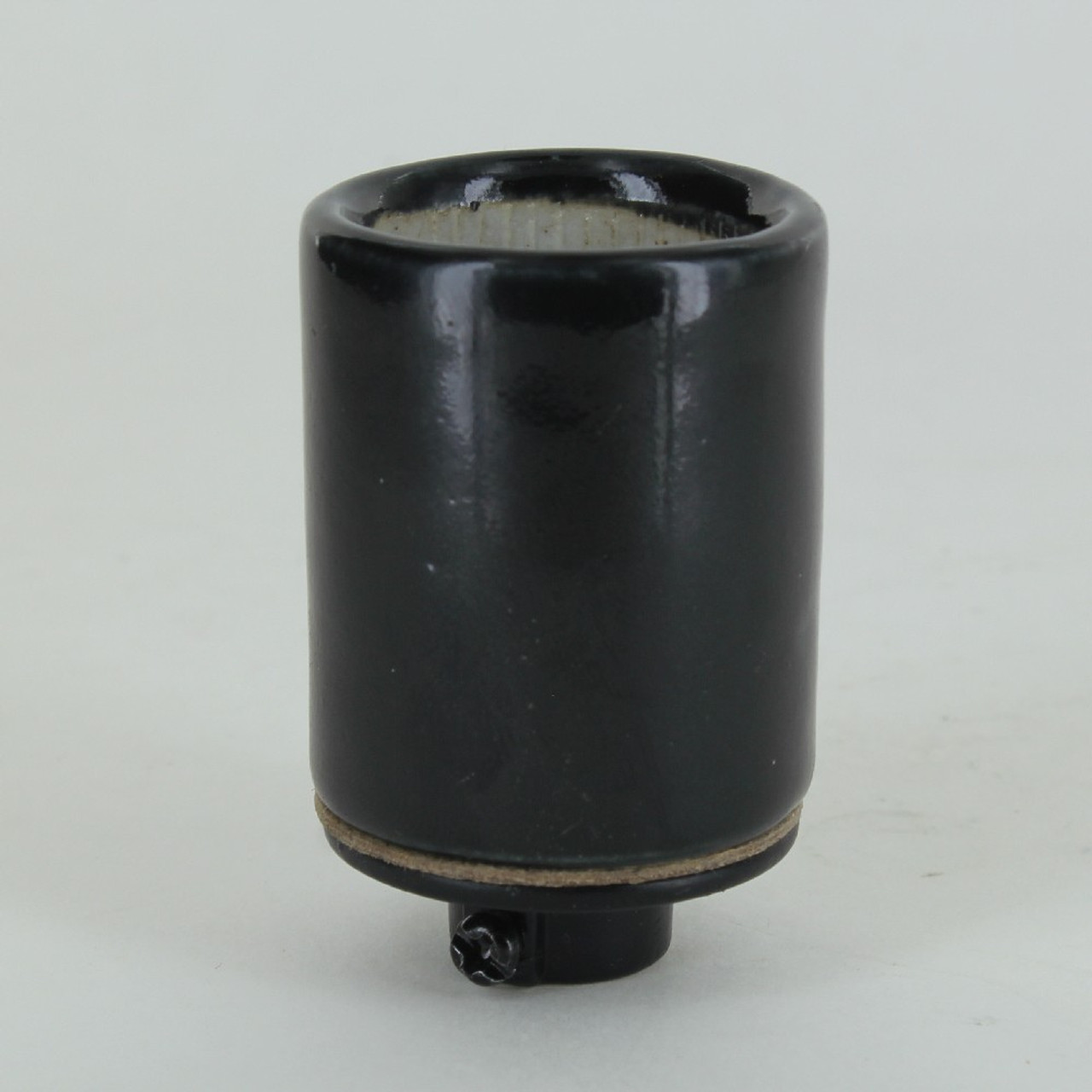 1/4ips Cap - Grounded Black Glazed Porcelain E-26 Lamp Socket with ...