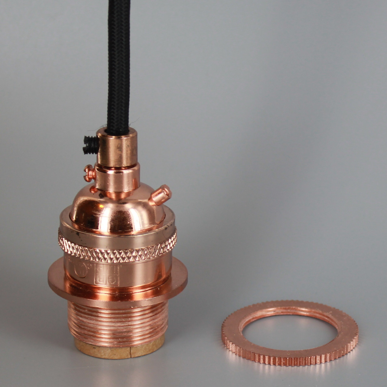 Copper Plated Uno Thread E-26 Base Keyless Lamp Socket Pre-Wired with ...