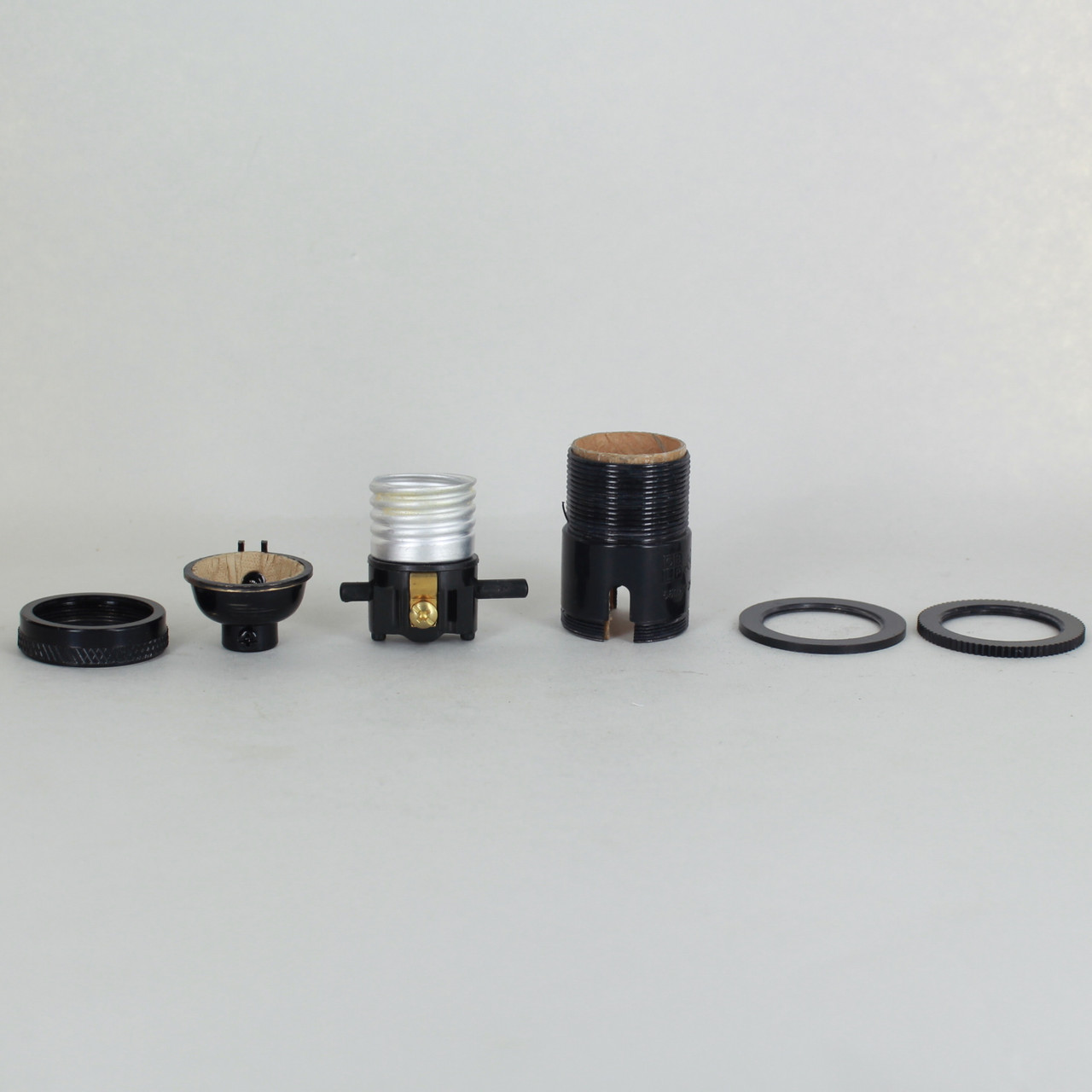 Black Powdercoat Uno Thread Push Through Switch Socket Includes Knurled ...