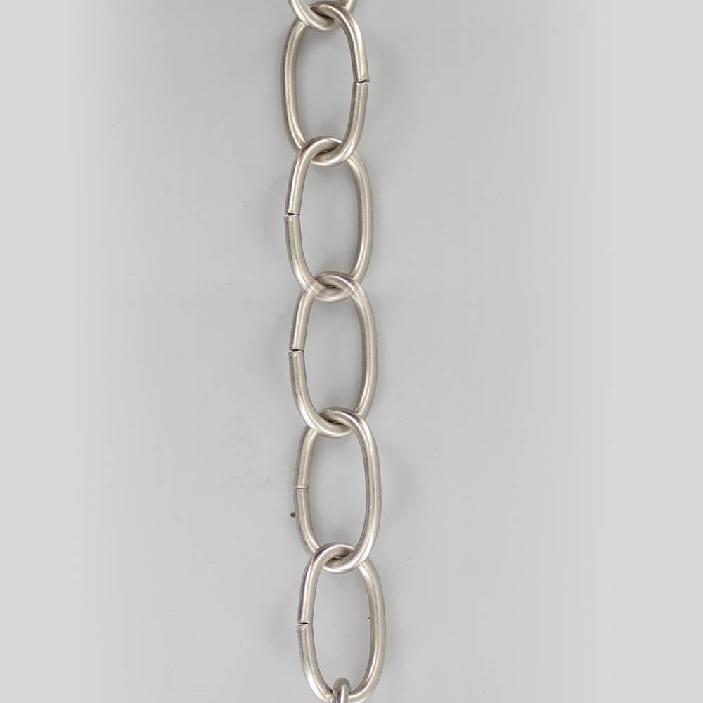 9 Gauge (1/8in.) Thick Steel Oval Lamp Chain - Brushed Nickel Plated Finish