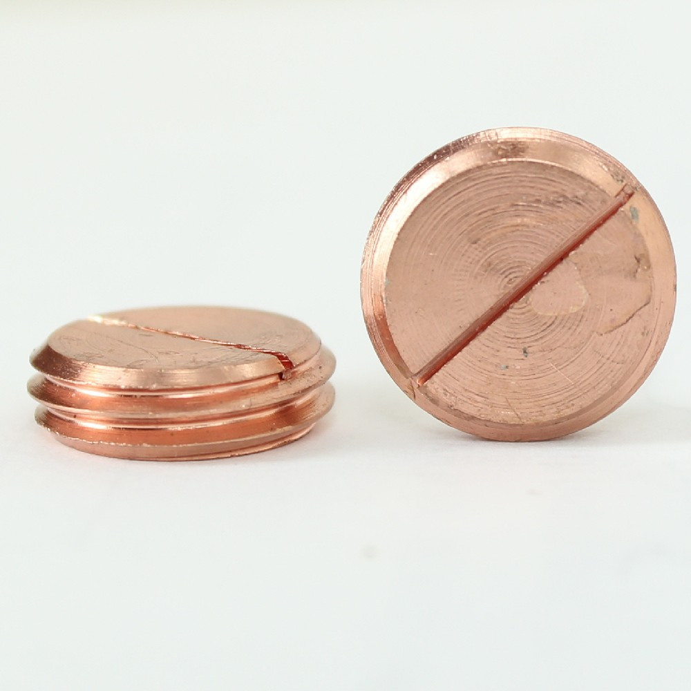 1/4ips Male Threaded - Slotted Plug - Polished Copper