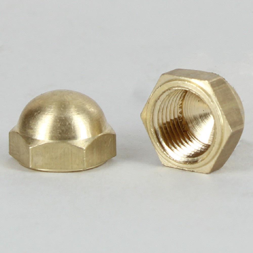 1/8ips - 1/2in x 3/8in Hex Head Acorn Cap - Unfinished Brass