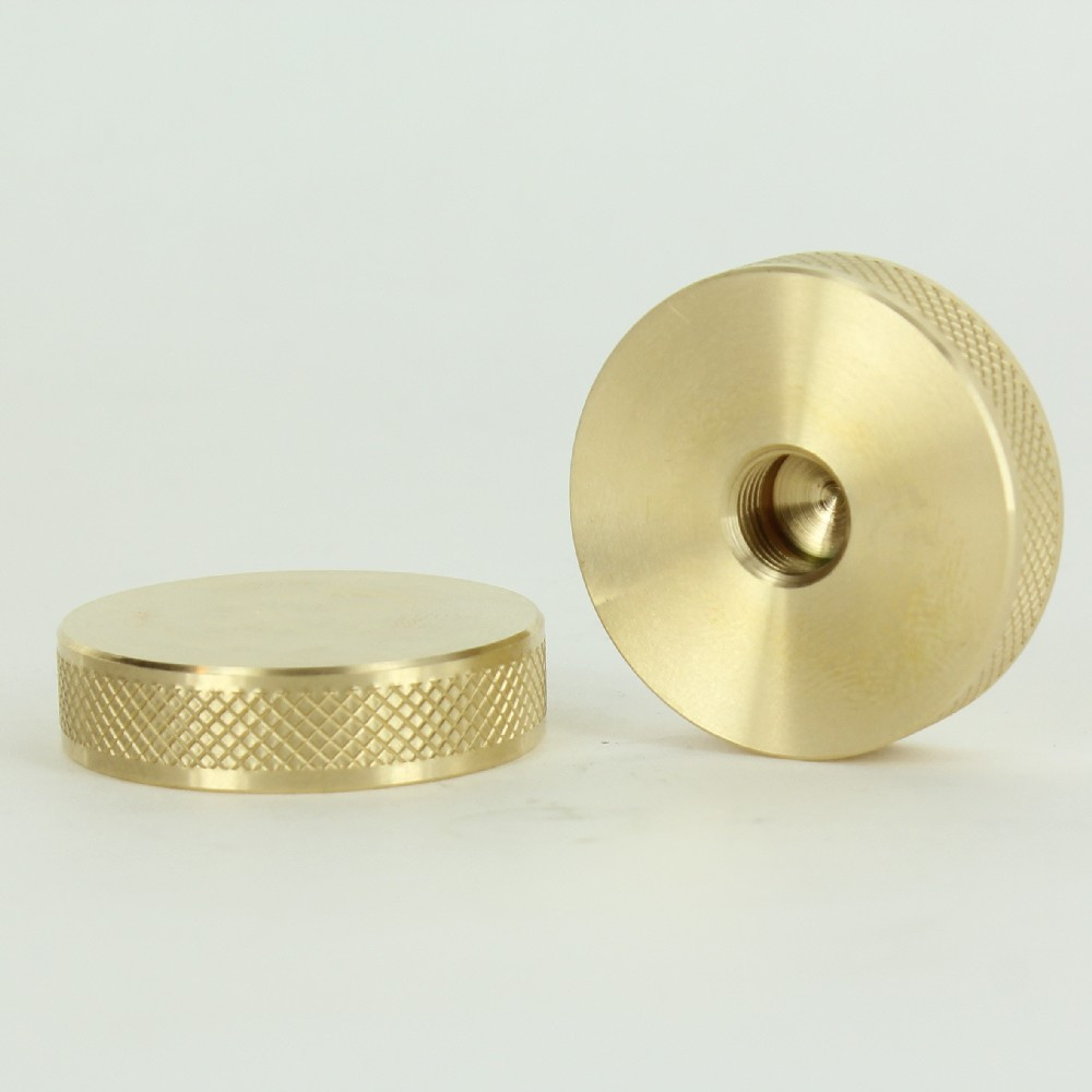 1/8ips - 1-1/2in X 3/8in Diamond Knurled Disc Finial - Unfinished Brass
