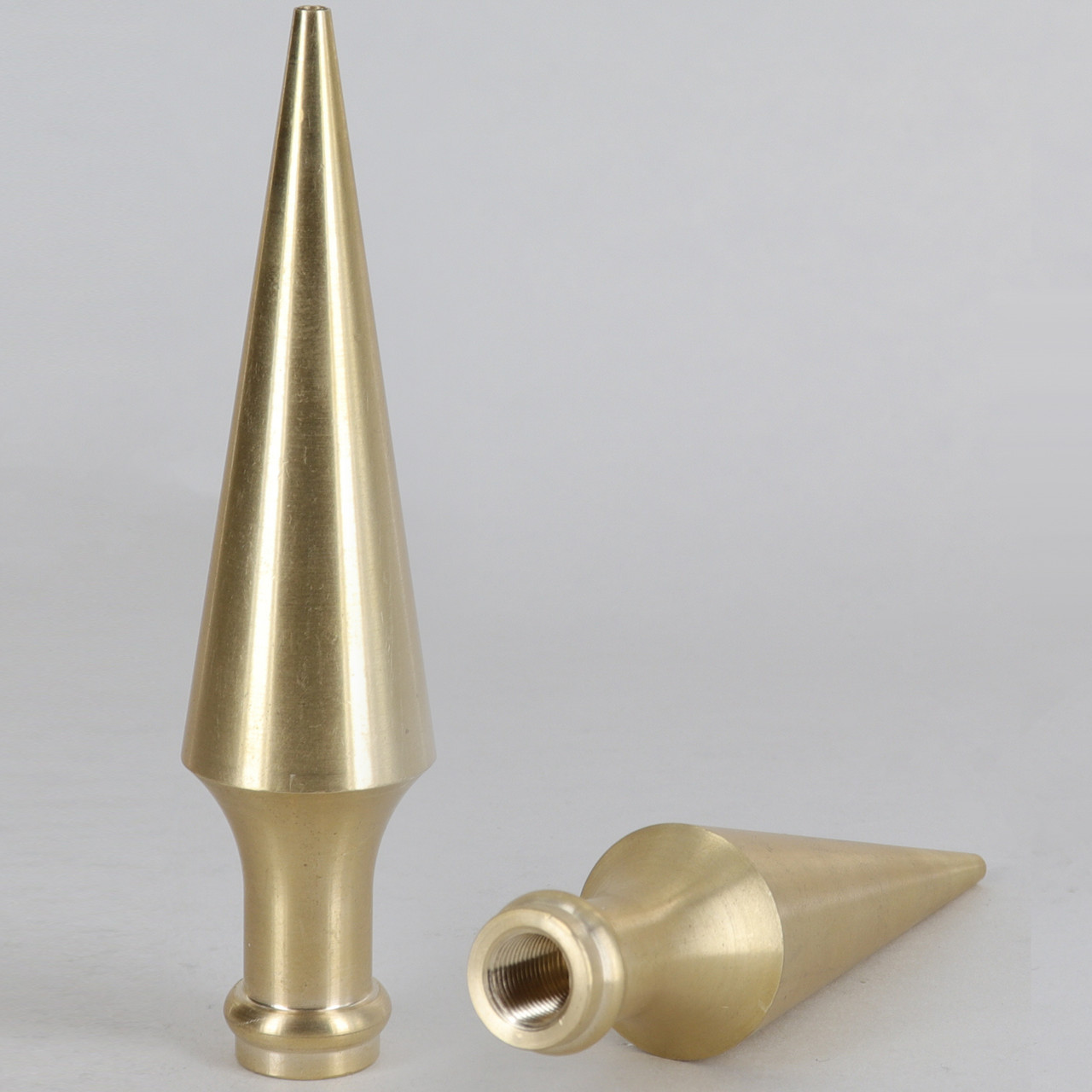 1/8ips - 4-1/4in Long Turned Brass Spike Finial - Unfinished Brass