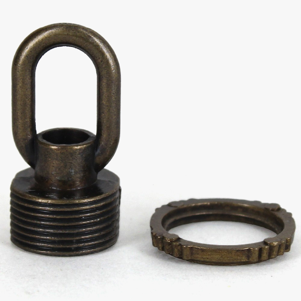 1/4ips - Zinc Die-Cast Screw Collar Loop with Ring - Antique Brass