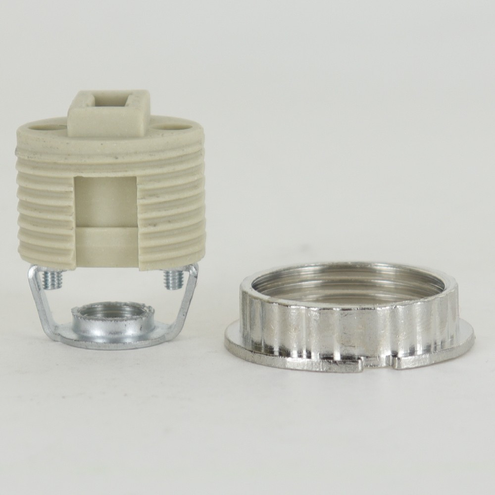 GU10 Threaded Skirt Lamp Socket with 1/8ips Threaded Hickey and Zinc ...