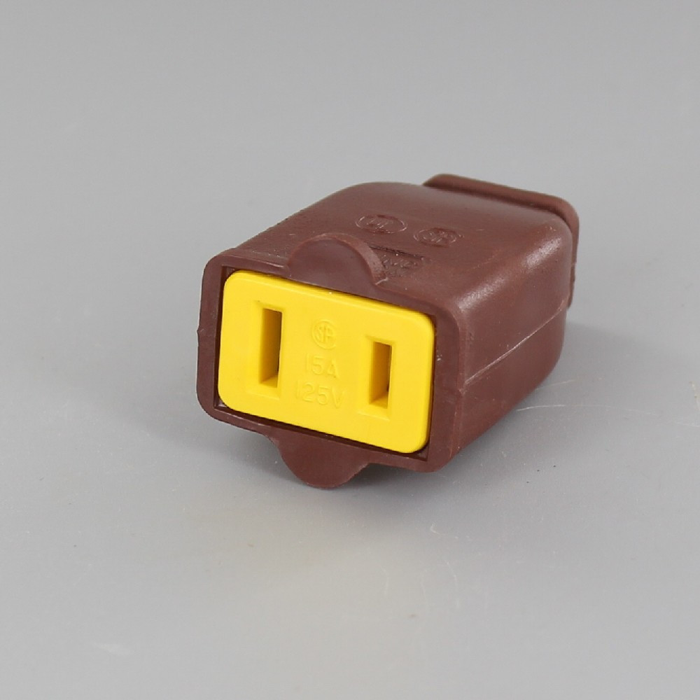 Brown - 2-Prong, Non-Polarized, Non-Grounding, Phenolic Lamp Plug with ...