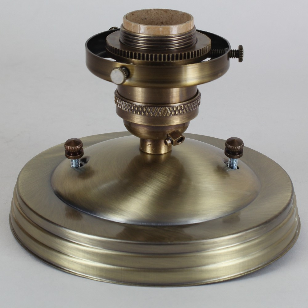 2-1/4in Uno Type E-26 Edison Flush Fixture - Antique Brass