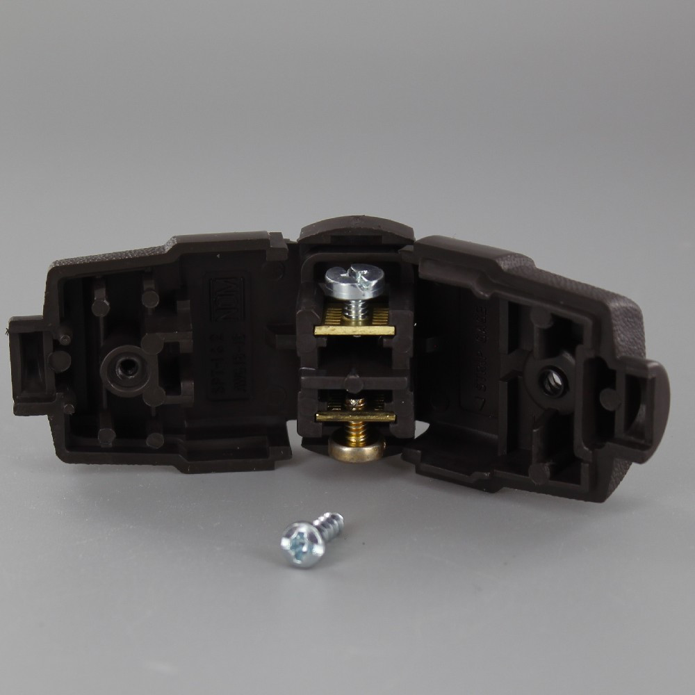 Brown - Leviton Polarized Lamp Plug with Screw Terminals