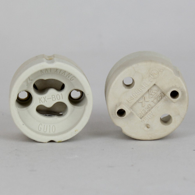 GU10 Porcelain Round Socket With Mounting Holes And Push Terminal Wire ...