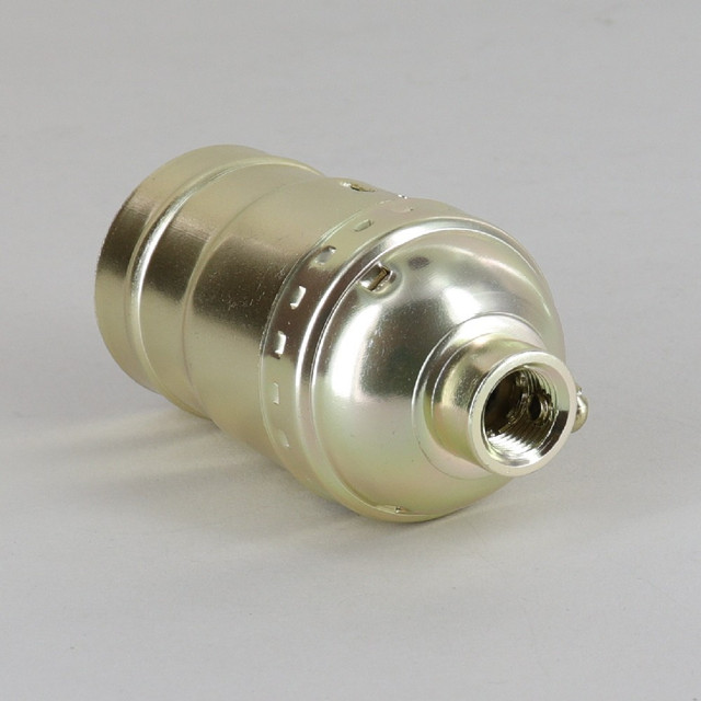 3 Terminal Keyless Lamp Socket with 1/8ips. Cap - Gilt Brass Plated Finish