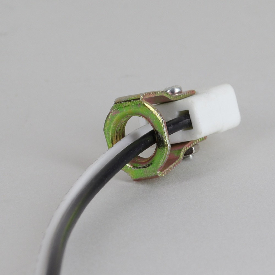 T5 Wedge Base Lamp Socket with 1/8ips Threaded Hickey and 24in Wire Leads.
