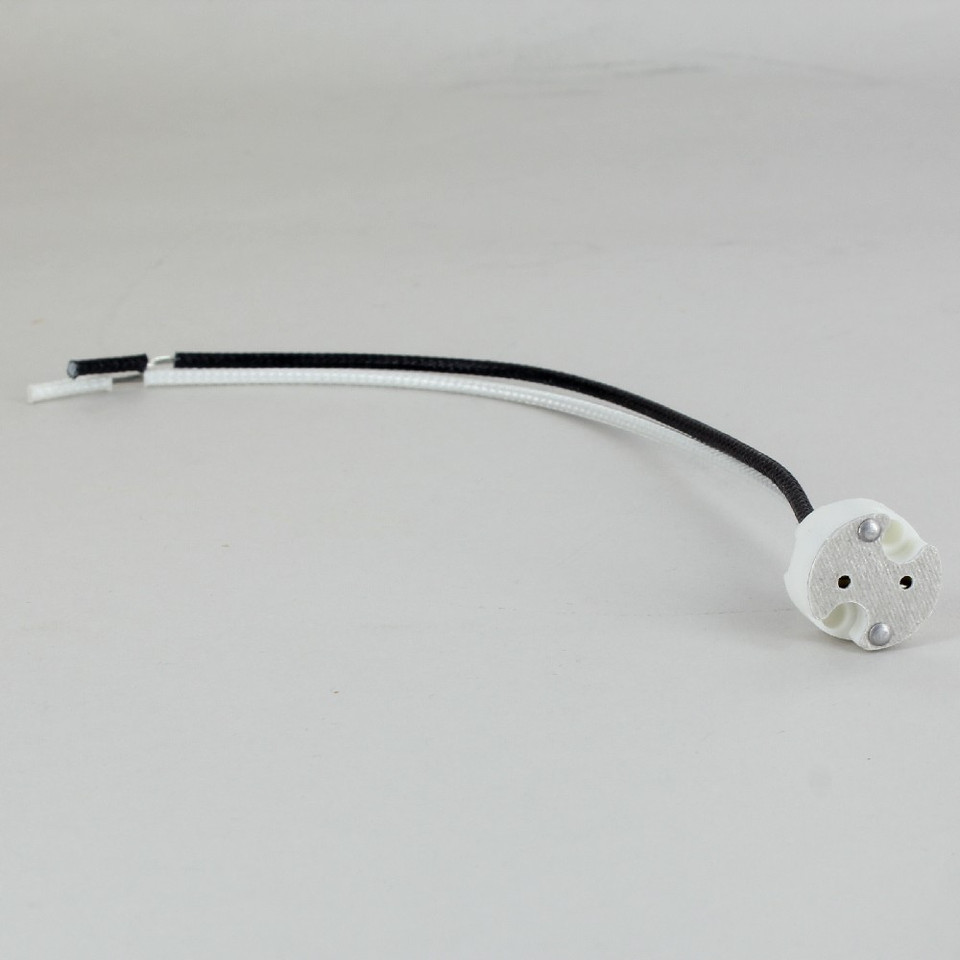 G8 Bi-Pin Porcelain Lamp Socket with 6in Long Wire Leads.