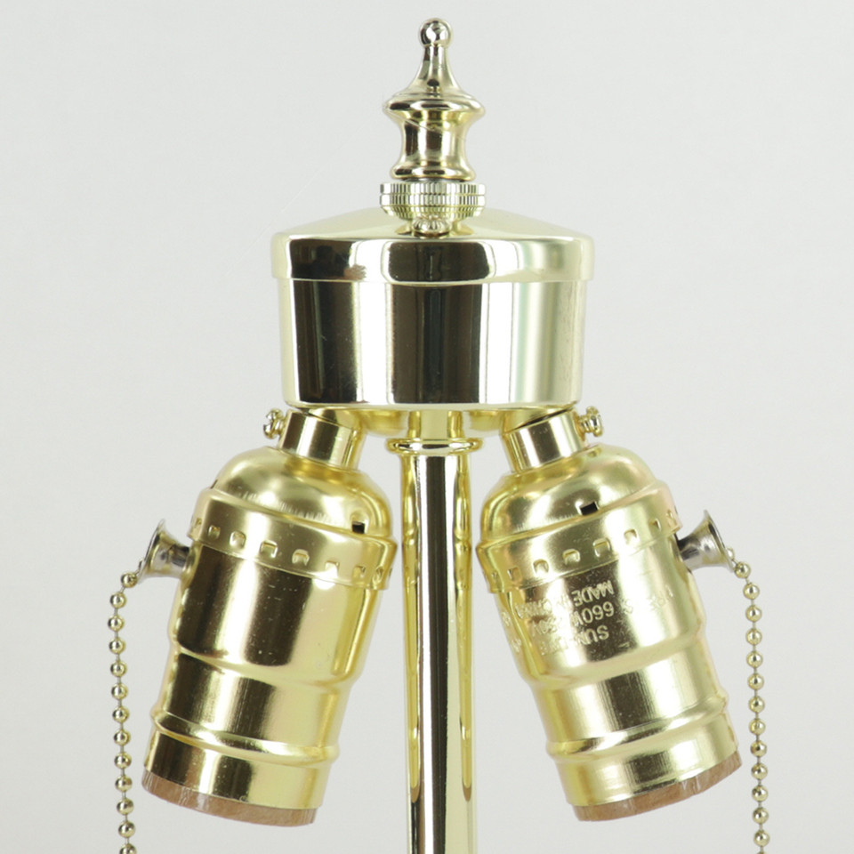 Twin Pull-Chain Pre-Wired E-26 Socket Cluster - Antique Brass Finish