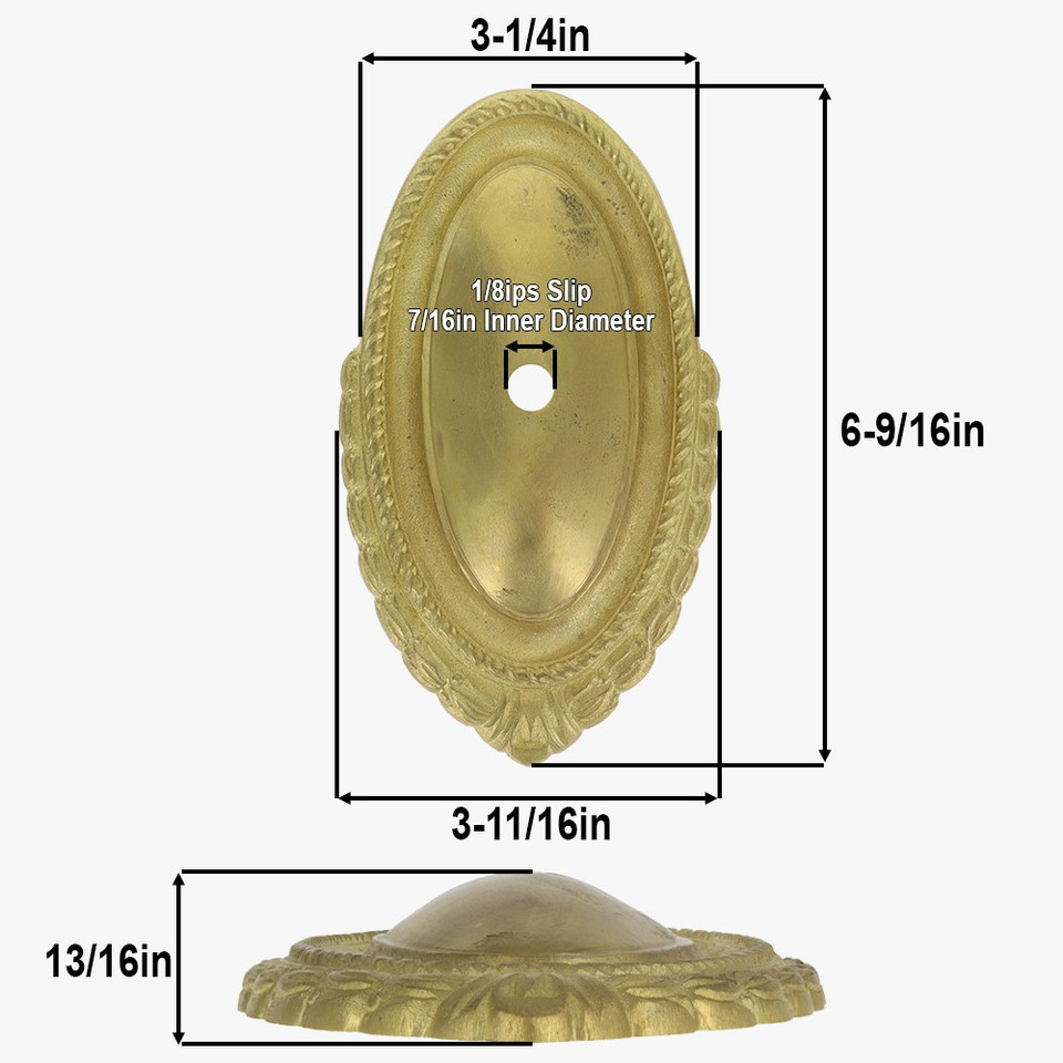 8in Diameter Cast Brass Hexagon Canopy/Backplate with 1/8ips Slip ...